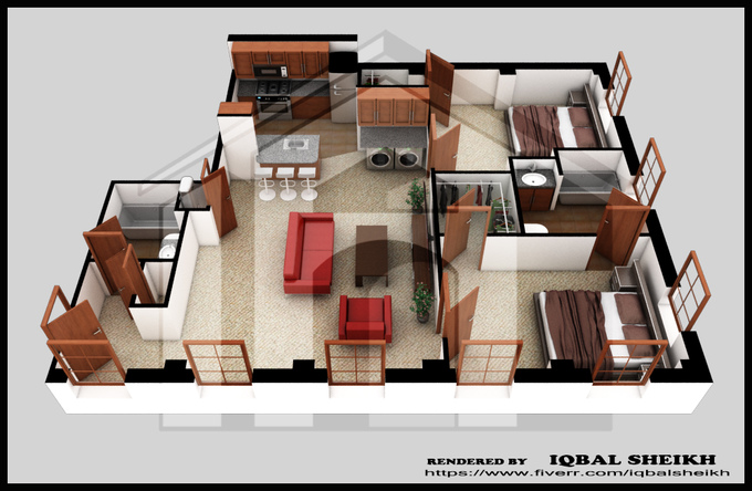 provide 3d floor plan of any type of your building - fiverr