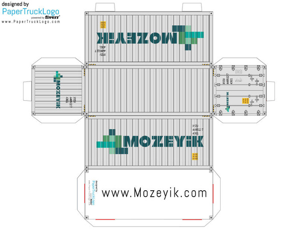 make a papercraft shipping container with your logo on it - fiverr