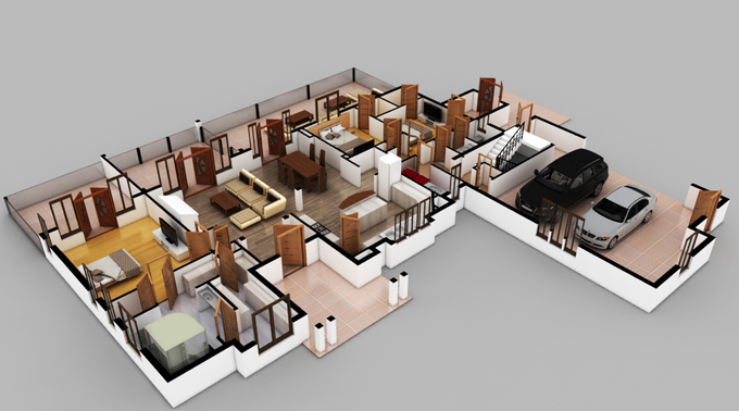 provide 3d floor plan of any type of your building - fiverr