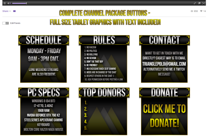 design Twitch channel button panels - fiverr
