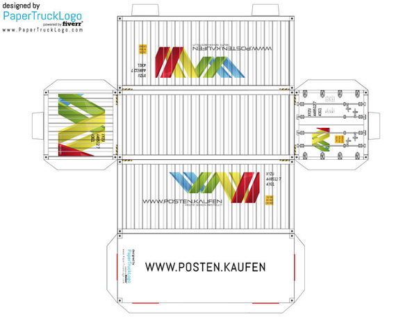 make a papercraft shipping container with your logo on it - fiverr