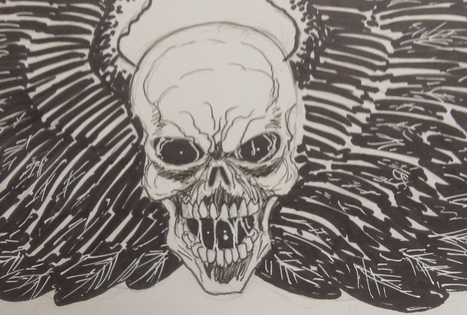 draw A Horror Skull With Black Ink - fiverr